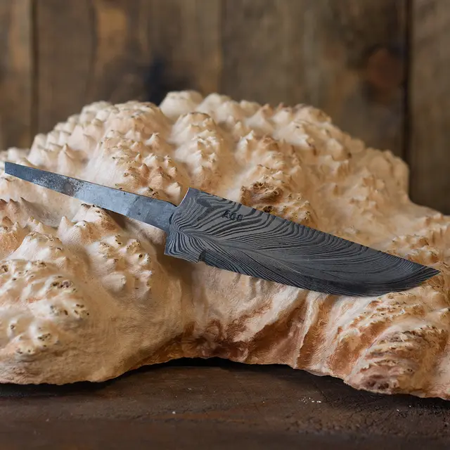 Knivblad Damask 25x96 mm Smidd av Åge Steinslett - Gustavsen
